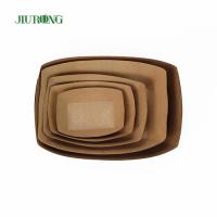 China Disposable Sushi Biodegradable Paper Container 107mm Kraft Paper Food Trays for sale
