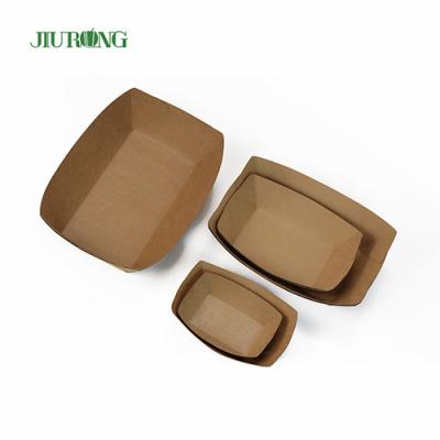 China Disposable Sushi Biodegradable Paper Container 107mm Kraft Paper Food Trays for sale