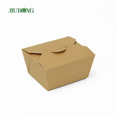 China Greaseproof Disposable Kraft Paper Food Container 1080ml Biodegradable Takeout Box for sale