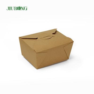 China Disposable Biodegradable Paper Food Containers 5000pcs Anti Water Kraft Take Out Boxes for sale