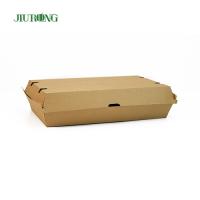 China 2100ml Eco Friendly Food Grade Kraft Paper Lunch Box Biodegradable Takeaway Packaging for sale