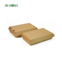 China 2100ml Eco Friendly Food Grade Kraft Paper Lunch Box Biodegradable Takeaway Packaging for sale