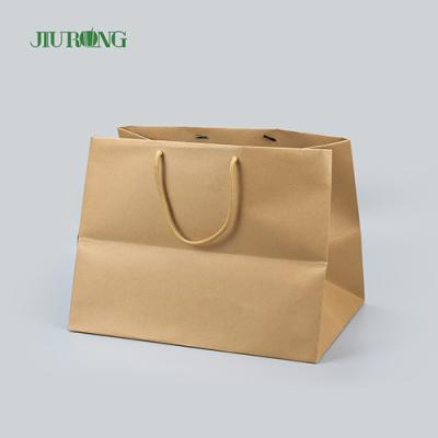 China Biodegradable Kraft Paper Bag 320mm Height Eco Friendly Takeaway Carry Bag for sale
