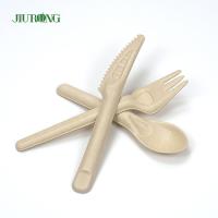 China Custom Biodegradable Disposable Cutlery Sugarcane Bagasse Knife Fork Spoon for sale