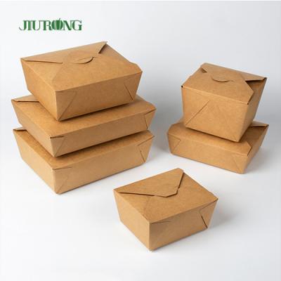 China Disposable Kraft Paper Lunch Box 1080ml Food Grade Biodegradable Takeaway Container for sale