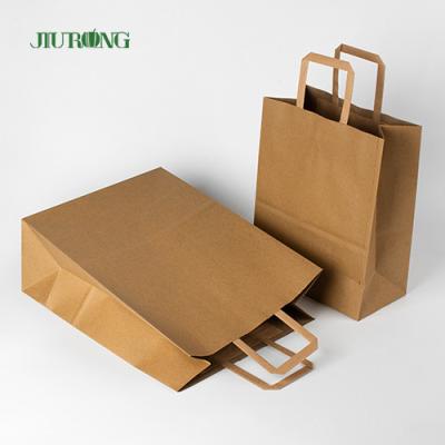 China SOS Brown Kraft Paper Bag With Handle Recycled Food Packaging 280mm Height for sale