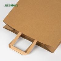 China SOS Brown Kraft Paper Bag With Handle Recycled Food Packaging 280mm Height for sale