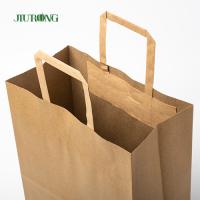 China SOS Brown Kraft Paper Bag With Handle Recycled Food Packaging 280mm Height for sale