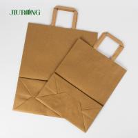 China SOS Brown Kraft Paper Bag With Handle Recycled Food Packaging 280mm Height for sale