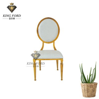 China Hotel 201 Frame Gold Wedding Stainless Steel Chairs With Foam Cushion for sale