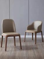 China Timber look finish Comfortable Dining Chairs Imitated Wood Leg Armrest for sale