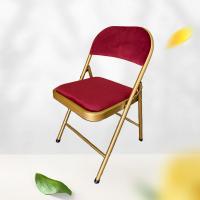 China Red Outdoor Folding Garden Chairs Iron Frame Fabric Surface 200-300 Lbs Capacity for sale