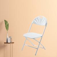 China Multi Purpose Outdoor Folding Chairs Round Back White Color PP Resin Plastic Steel for sale