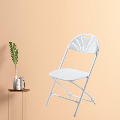 China Multi Purpose Outdoor Folding Chairs Round Back White Color PP Resin Plastic Steel for sale