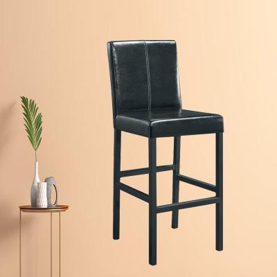 China Modern Indoor Kitchen Barstool Chair Straight Back In Black Leather for sale