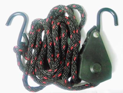 China 3/8 Inch Adjustable Pulley Light Hanger Rope Ratchet with Stainless Steel Hooks for Hydroponic Plant Grow for sale