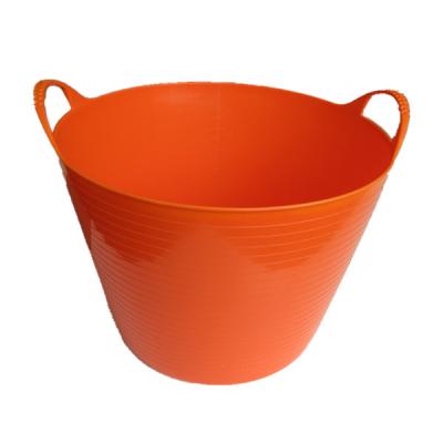 China 42L Large Eco-Friendly Flexible Plastic Tubtrug Basket with Handle for Garden Laundry Shopping for sale