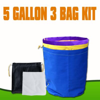 China Hydroponics Nylon 5 Gallon 3 Bag Set Bubble Hash Bags with Extended Mesh Sidewall for sale