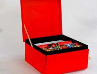 China Luxury Rigid Slide Cardboard Drawer Gift Box Black And Red With Foam Insert for sale