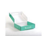 China Green Foldable Corrugated Gift Box  Laminated Corrugated Boxes With Handle for sale