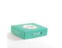 China Green Foldable Corrugated Gift Box  Laminated Corrugated Boxes With Handle for sale