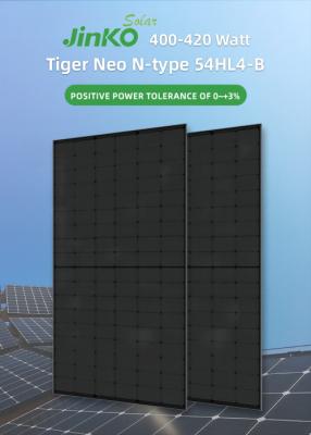 China Jinko Tiger Neo N-Type Monocrystalline Solar Panel 400W-415W Full Black with 20.78% Efficiency for sale