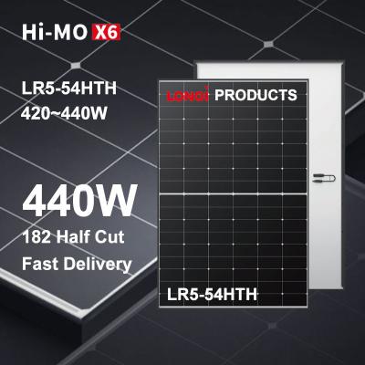 China Longi Hi-MO X6 HPBC Black Frame Solar Panel 420W to 440W with 25.5% Cell Efficiency for sale