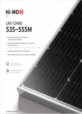China Bifacial LONGi Solar Panel Half Cut 550W 545W 540W 535W 555W Monocrystalline PV Module for sale