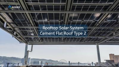 China Type 2 Cement Flat Roof Solar System with Elevated Bracket - 500m² to 10,000m² Coverage, 5-8°C Temperature Reduction for sale