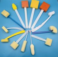 China Custom Size Surgical Sponge Brush PU Polyurethane Foam Head PP Handle Disposable Medical Debridement Cleaning Brush Class I for sale