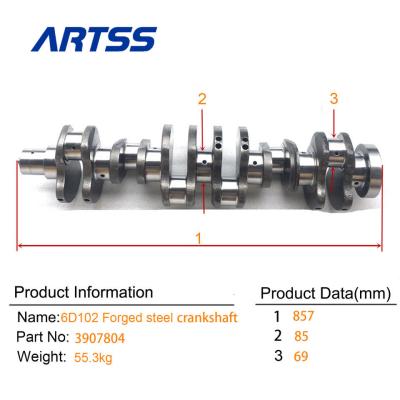 China Forged Steel Cummins Crankshaft 3907804 3929037 Fit 6BT5.9 6D102 6BT for sale