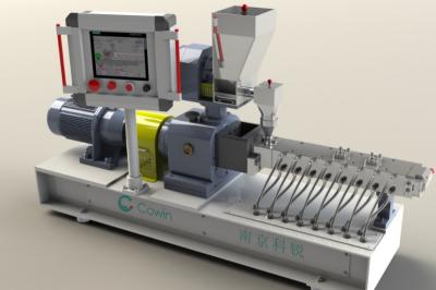 China Lab Scale Extruder Plastic Compounding PLC Control Split Barrel Modular Screw for sale