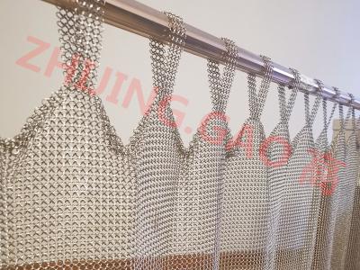 China Height 3m Width 8m Titanium Plating Silver Chain Mail Ring Mesh Closure Curtain for sale