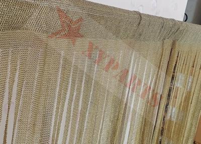 China Gold Color Metal Fringe Curtain 0.53x3.81mm Chain Mail Wire Mesh For Space Decoration for sale