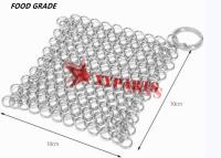 China 4'' X4 '' Food Grade Square Shape Chainmail Scrubber For Cast Iron Skillet for sale