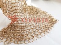 China 20MM Decorative Metal Ring Mesh Curtain PVD Rose Gold Color for sale