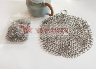 China 8x6 Inch Pot Pan SS 316 Square Round Kitchen Chain Mail Scrubber for sale
