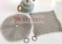 China Kitchen Cast Iron Cleaner Welded Stainless Steel Pot Brush Chain Mail Scrubber for sale