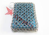 China Stainless Steel Silicone Chainmail Scrubbing Pad For Cast Iron Skillets Cleaning for sale