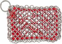 China Stainless Steel Silicone Chainmail Scrubbing Pad For Cast Iron Skillets Cleaning for sale