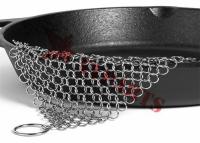 China Stainless Steel Square Shape Chain Mail Cast Iron Scrubber for sale