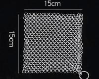 China 15x15cm Stainless Steel Ring Mesh Scrubber Square Shape For Kitchen Cleaning for sale