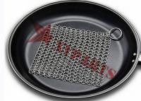 China 15x15cm Stainless Steel Ring Mesh Scrubber Square Shape For Kitchen Cleaning for sale