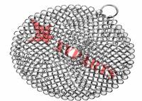 China 6'' SS Round Cookware Chainmail Scrubber Cleaning Cast Iron Pan for sale