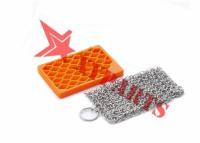 China Removable Silicon Chainmail Scrubbing Pad Bind Up With Ring Mesh For Cast Iron Cleaning for sale