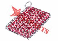 China Removable Silicon Chainmail Scrubbing Pad Bind Up With Ring Mesh For Cast Iron Cleaning for sale