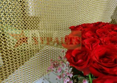 China 1.2mm Wire Golden Metal Ring Mesh Curtain For Interior Partition for sale