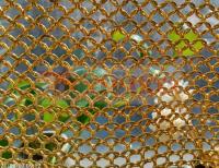 China Fireproof Metal Mesh Curtain Restaurant Partition Ring Curtain With Gold Color for sale