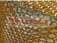 China Fireproof Metal Mesh Curtain Restaurant Partition Ring Curtain With Gold Color for sale
