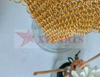 China Fireproof Metal Mesh Curtain Restaurant Partition Ring Curtain With Gold Color for sale